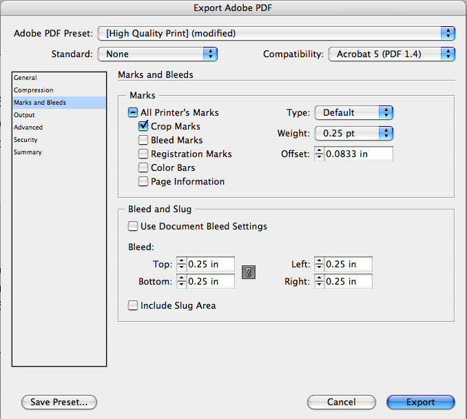Show Crop Marks When Exporting A Business Card PDF With Bleed In 
